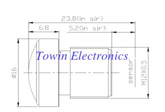 1/2.8" 2.1 mm  wide angle S mount lens  , HFOV 134 degree, F1.8, good for Aptina MT9P031,CCL128021MP