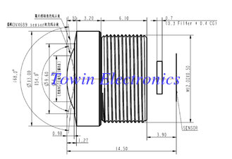 1/2.8" 2.56 mm  wide angle S mount lens  , HFOV 140 degree, F2.4 good for Aptina MT9P031,CCL128025624MP