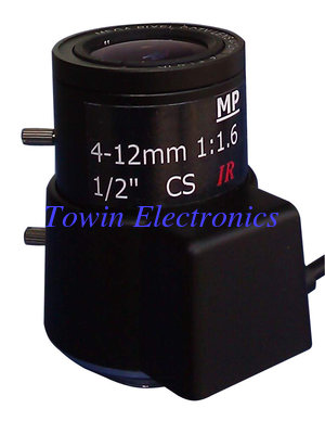 1/2" 4-12mm, Megapixel Vari-focal Manual Iris/ DC Aoto Iris  CS mount lens, good for Day&Night Surveillance