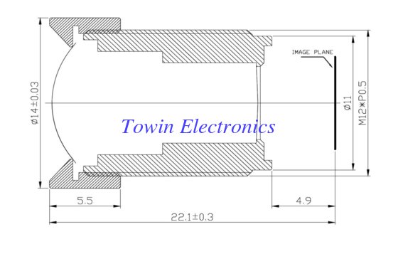 1/2.5" 4.1mm F2.8 ,5Megapixel Low distortion less than 0.4%, S mount ,CCL125041MPR  lens for MT9P001, IMX298, OV16E10