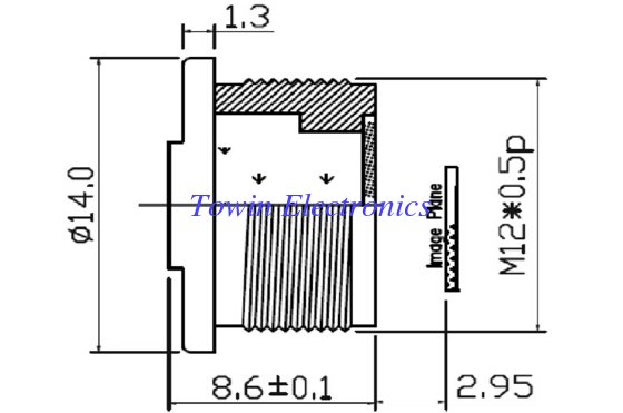 1/2.5" 5.9mm F2.2 ,5Megapixel Low distortion less than 1%, S mount ,CCL125059MPF  lens for MT9P001, IMX298, OV16E10