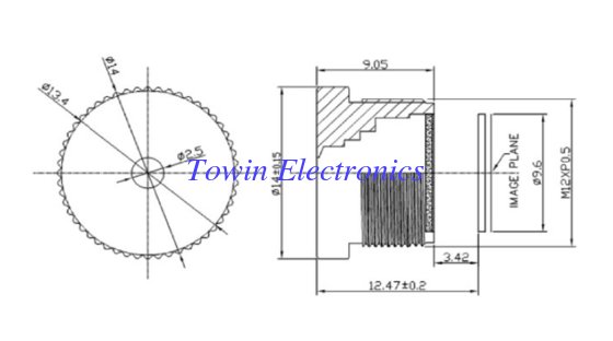 1/2.5" 7.5mm F3.0 ,5Megapixel Low distortion less than 1.4%, S mount ,CCL125075MPF  lens for MT9P001, IMX298, OV16E10
