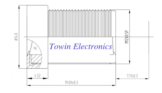 1/2.5" 8mm F3.0 ,5Megapixel Low distortion less F1.8, S mount ,CCL125080MP  lens for MT9P001, IMX298, OV16E10