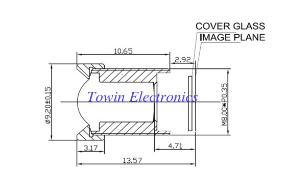 1/3" 2.5mm 3 Megapixel low distortion lens less than 1% ,F2.5 CCL11300840 lens ,TTL 13.57 compact design