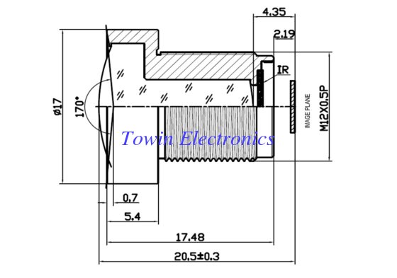 1/3"  2.2mm  Megapixel wide angle S mount lens ,HFOV130 degree, F2.5 , good for Aptina MT9P031, CCL13022MPFL