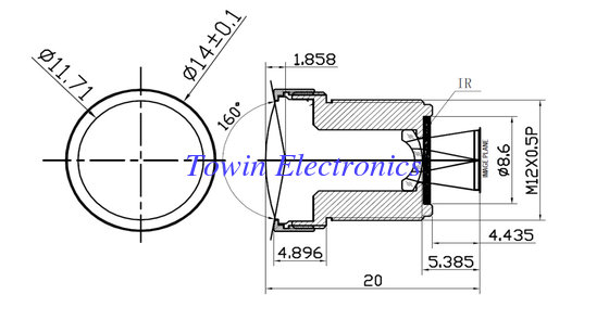 1/3"  2.6mm  Megapixel wide angle S mount lens ,HFOV102 degree, F2.4 , good for Aptina MT9P031,CCL13026MPF