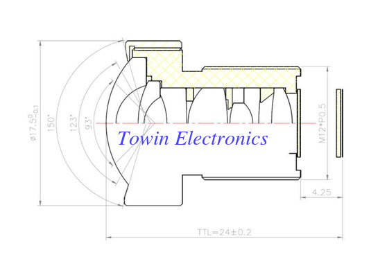 1/2.3" 2.8 mm  wide angle S mount lens , 16 megapixel , HFOV 125 degree, F2.4, good for Aptina MT9P031,CCL123028MPF