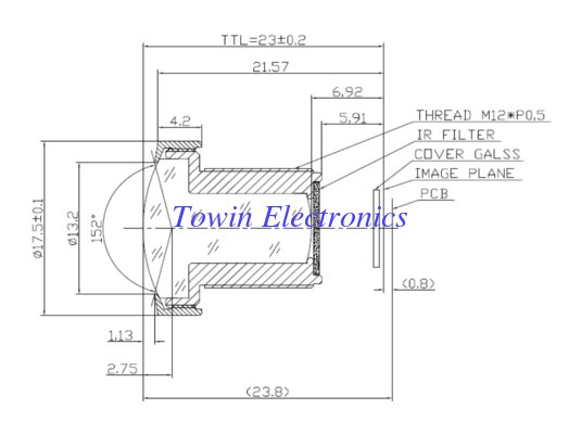 1/2.3" 3.1 mm  wide angle S mount lens , 16 megapixel , HFOV 117 degree, F1.8, good for Aptina MT9P031,CCL123031MPF
