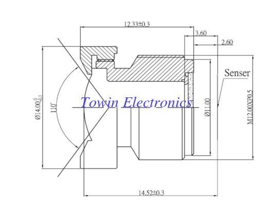 1/2.5" 3mm  wide angle S mount lens  , HFOV 132 degree, F2.4, good for Aptina MT9P031,CCL125030MPF