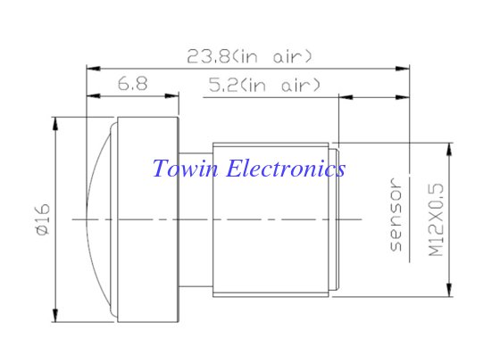 1/2.8" 2.1 mm  wide angle S mount lens  , HFOV 134 degree, F1.8, good for Aptina MT9P031,CCL128021MP