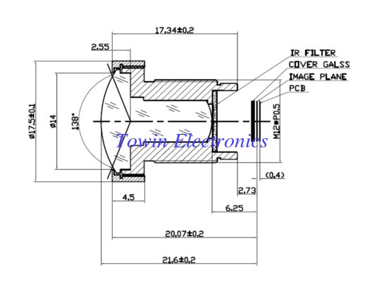 1/2.8" 2.8 mm  wide angle S mount lens  , HFOV 112 degree, F2.0 good for Aptina MT9P031,CCL128028MPF