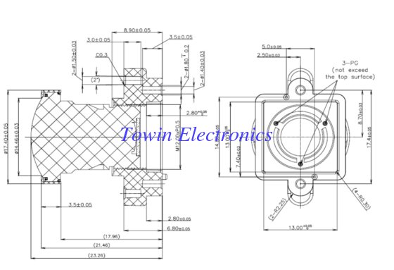 1/3.2" 2.1 mm  wide angle S mount lens  , HFOV 129  degree, F2.8 good for Aptina MT9P031,CCL132021MPFR