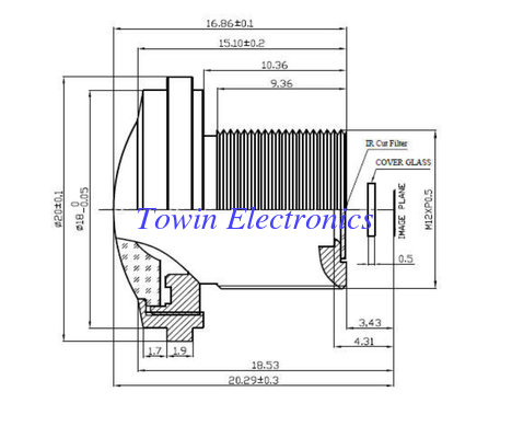 1/2.3" 1.7mm  wide angle S mount lens  , HFOV 195 degree, F2.0 good for Aptina MT9P031,CCL12301720MPF