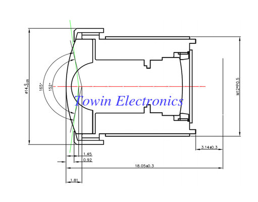 1/2.8" 2.5 mm  wide angle S mount lens  , HFOV 130 degree, F2.0 good for Aptina MT9P031,CCL12802520MPF