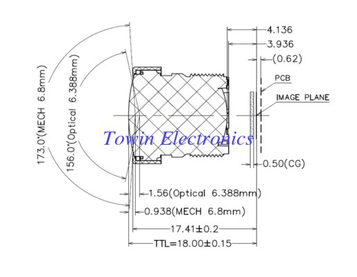 1/2.8" 2.6 mm  wide angle S mount lens  , HFOV 130 degree, F2.0 good for Aptina MT9P031,CCL12802620MPF