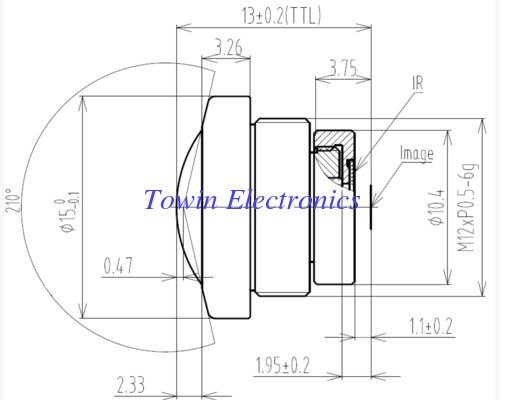 Φ3.0, 1/3″ OV4689, 4Megapixel, 210 degree, F2.4, M12 mount, fisheye lens for OV4689