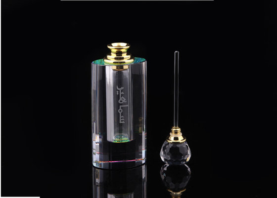 Engraving Surface Refillable Glass Perfume Bottle , Glass Perfume Round Bottle