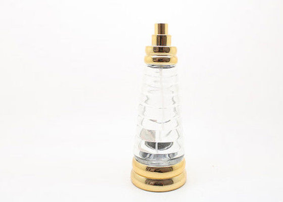 Lightweight Refillable Glass Perfume Bottle , Golden And Clear Glass Perfume Bottles