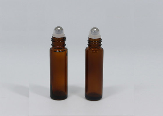 Amber Empty Roll On Perfume Bottles , 10ml Glass Perfume Roller Bottles
