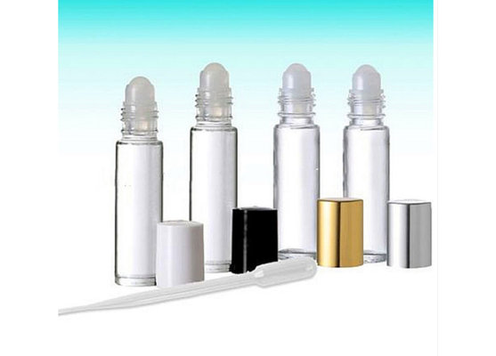Various Caps Clear Glass Roll On Bottles Screen Printing Surface Handling