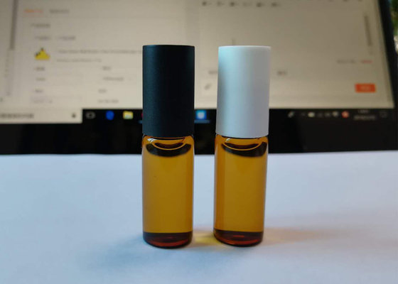 Customize Size Amber Roll On Perfume Bottles With Metal Baller / Aluminum Cap