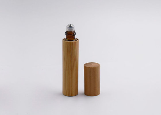 Bamboo Roll On Perfume Bottles Engraving Surface With Stainless Steel Ball