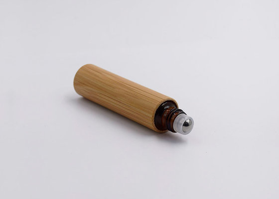 Bamboo Roll On Perfume Bottles Engraving Surface With Stainless Steel Ball