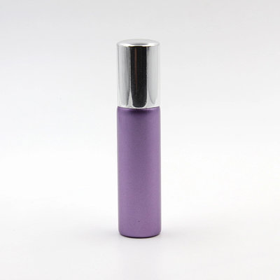 Metal Ball Roll On Perfume Bottles , Shiny Purple Aromatherapy Roller Ball Bottles