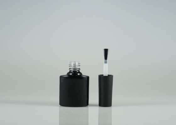 Oval Black Empty Glass Nail Polish Bottles , Empty Gel Polish Bottles With Soft Brush