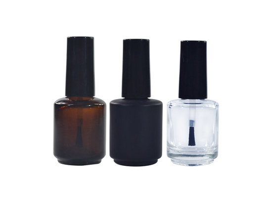 Round Shape Empty Glass Nail Polish Bottles , Black UV Gel Nail Polish Bottle