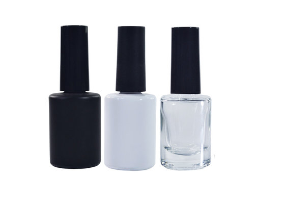 Round Shape Empty Glass Nail Polish Bottles , Black UV Gel Nail Polish Bottle