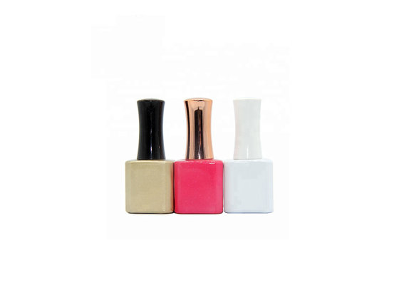 Square Empty Glass Nail Polish Bottles 13ml Screen Printing Surface Handling