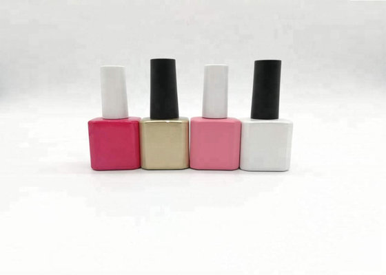 Square Empty Glass Nail Polish Bottles 13ml Screen Printing Surface Handling