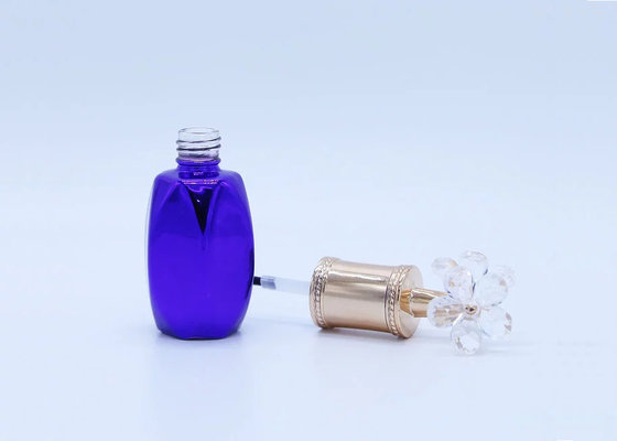 Blue Color Custom Empty Glass Nail Polish Bottles With Flower Shape Cap