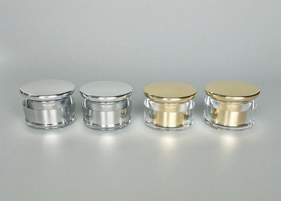 Silver / Golden Cosmetic Cream Jar , Empty Acrylic Round Cream Jar