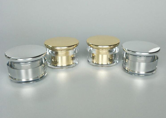 Silver / Golden Cosmetic Cream Jar , Empty Acrylic Round Cream Jar