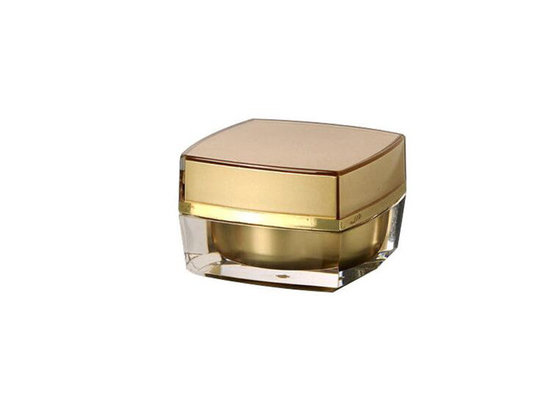 Plastic Gold Cosmetic Cream Jar , 15g 30g 50g Acrylic Square Cream Jar