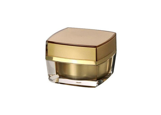 Plastic Gold Cosmetic Cream Jar , 15g 30g 50g Acrylic Square Cream Jar