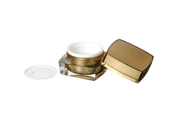 Plastic Gold Cosmetic Cream Jar , 15g 30g 50g Acrylic Square Cream Jar