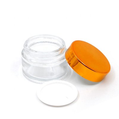 Airless Glass Beauty Cream Jars Aluminium / Plastic Cap 25-65mm Height