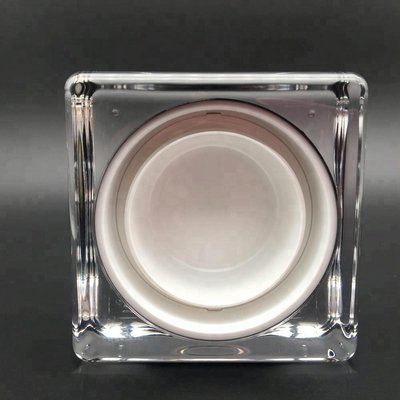 50ml 1oz Black Cosmetic Cream Jar Square Luxury Acrylic Material Portable