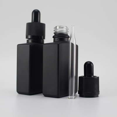 Matte Black Essential Oil Container Rectangular With Child Resistant Cap