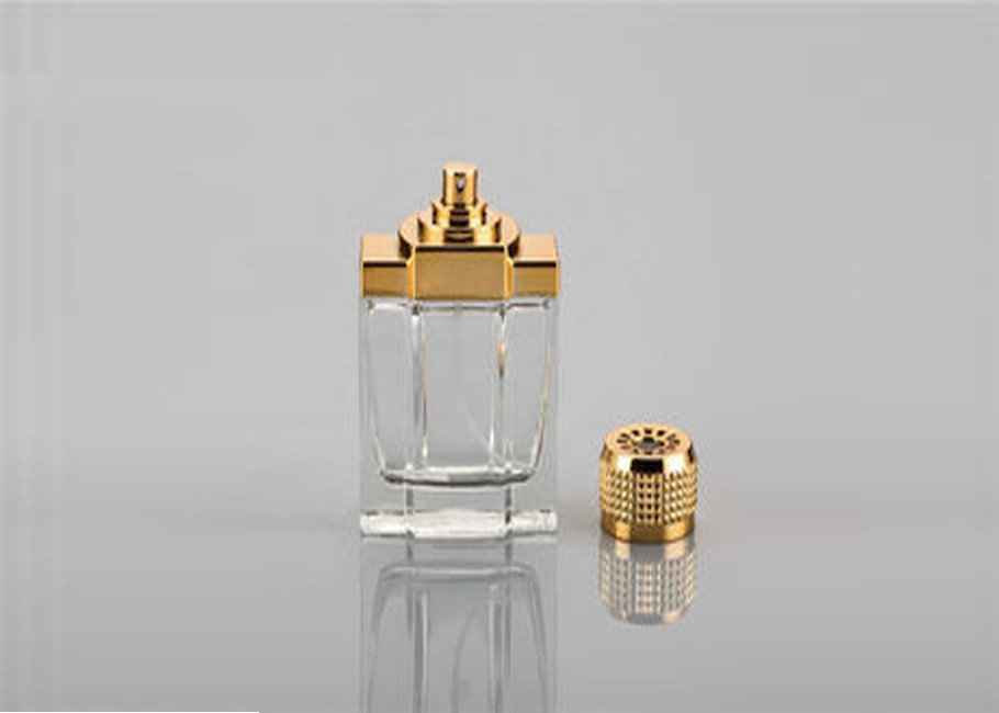 UV Plastic Cap Empty Perfume Spray Bottles 100ml Glass Golden Cap Color
