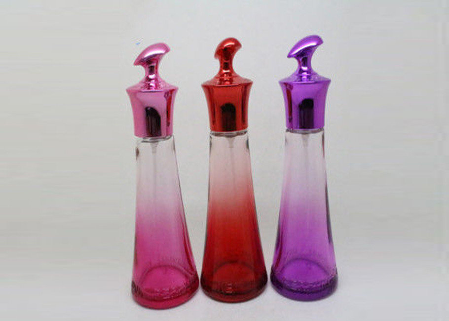 Colorful Refillable Glass Perfume Bottle , 100ml Reusable Perfume Spray Bottle