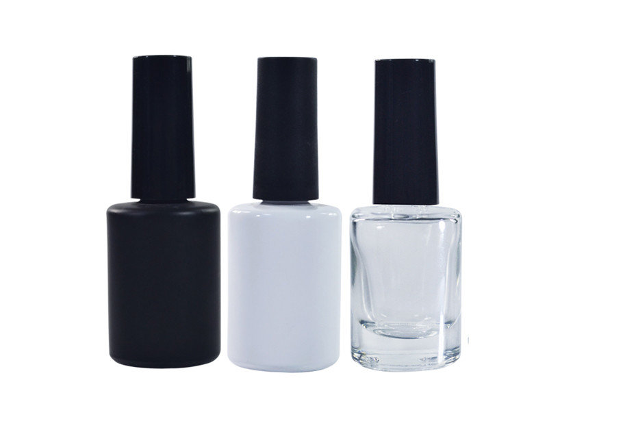 Round Shape Empty Glass Nail Polish Bottles , Black UV Gel Nail Polish Bottle