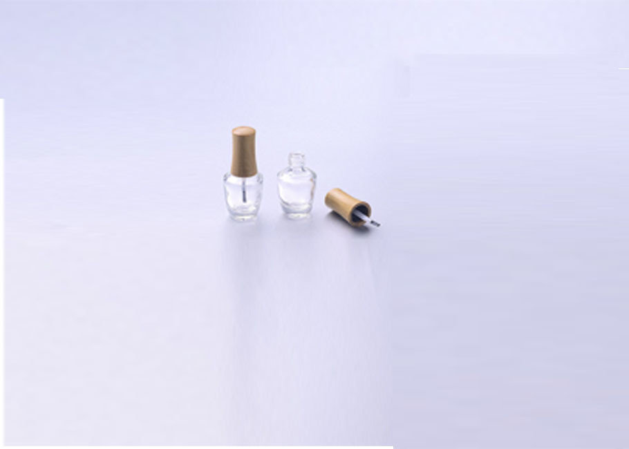 Bamboo Caps Empty Glass Nail Polish Bottles , 15ml Clear Nail Polish Bottle Customized
