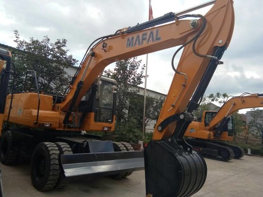 MAFAL 13.5TON yellow YUCHAI ENGINE  WHEEL EXCAVATOR  WITH excavator root ripper AUGER HAMMAR FOR SALE