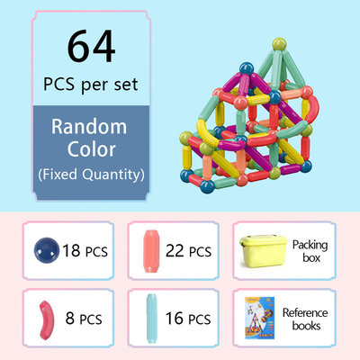 Educational Toy 30 Years Factory Wholesale 64 PCS Magnetic Balls And Rods Set
