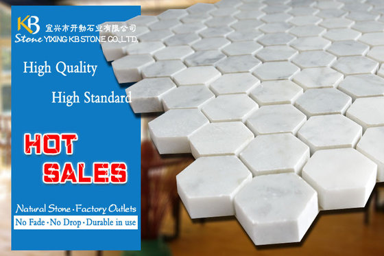 White Mosaic Bathroom Tiles For Bath Wall / Flooring 305 x 305mm