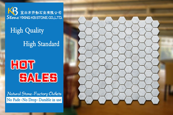 White Mosaic Bathroom Tiles For Bath Wall / Flooring 305 x 305mm
